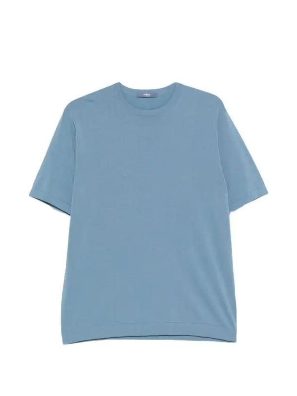 PEOPLE OF SHIBUYA Lightweight Cotton Crew Neck Sweater - Light Blue