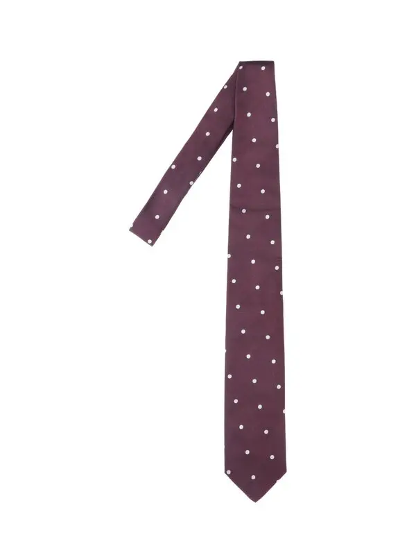 LARDINI Polka Dot Silk Neck Tie - Red