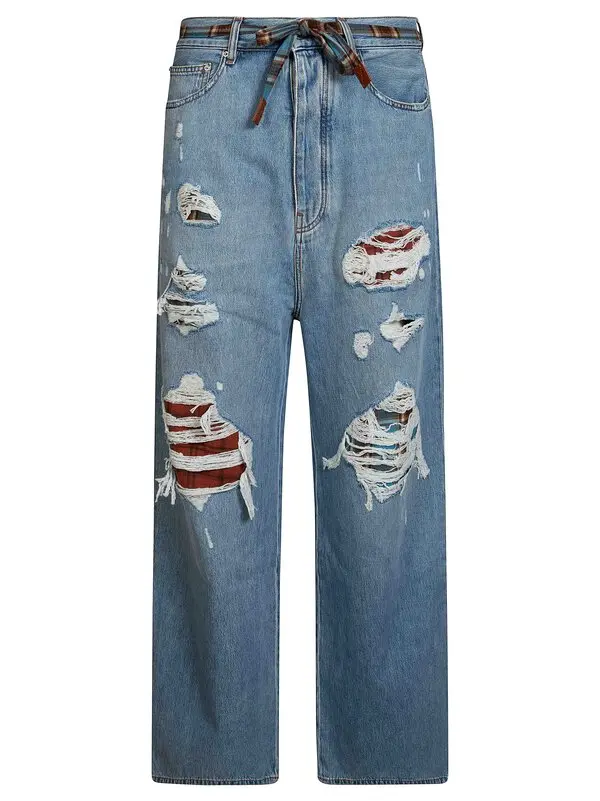 Amiri Distressed Baggy Jeans - Azzurro