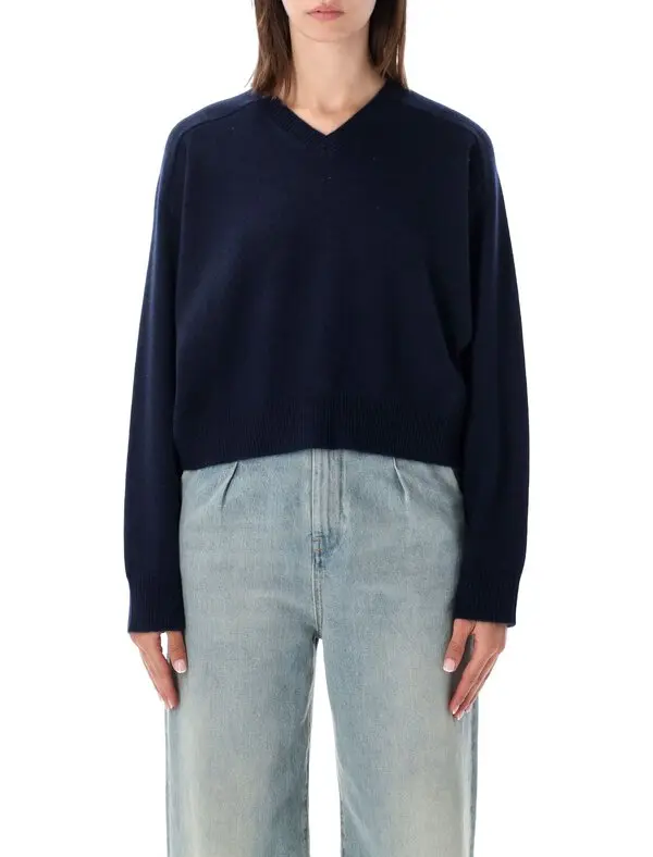 Loulou De Saison 100% Cashmere V-neck Pullover Sweater - Blu
