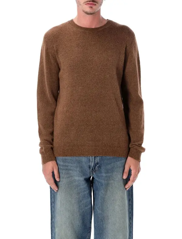 ROBERTO COLLINA Camel Wool Blend Crewneck Sweater - Tobacco