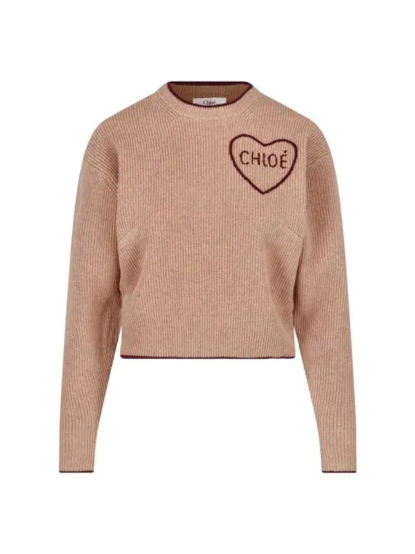 Chloé Inspired Merino Wool & Cashmere Sweater - Brown