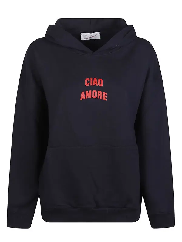 Giada Benincasa Graphic Cotton Hoodie - Navy
