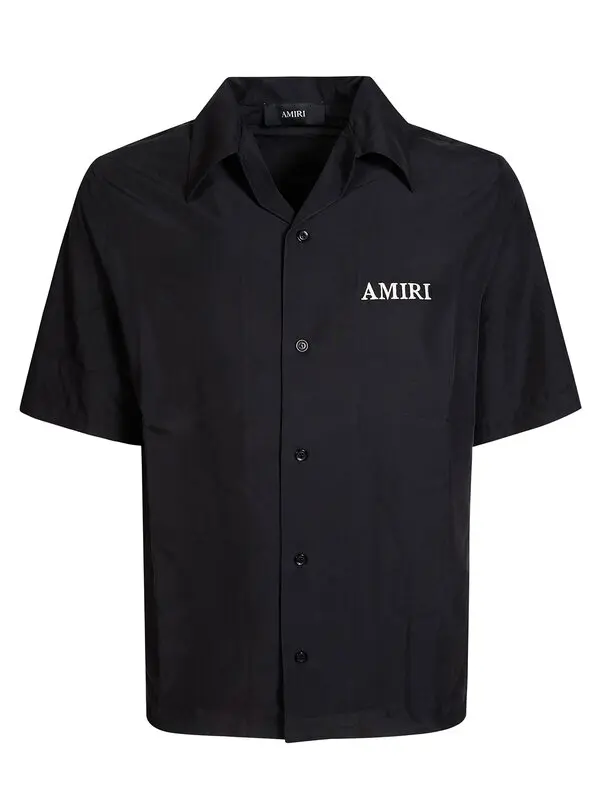 Amiri Camp Logo T-shirt In Modal-poly Blend - Nero