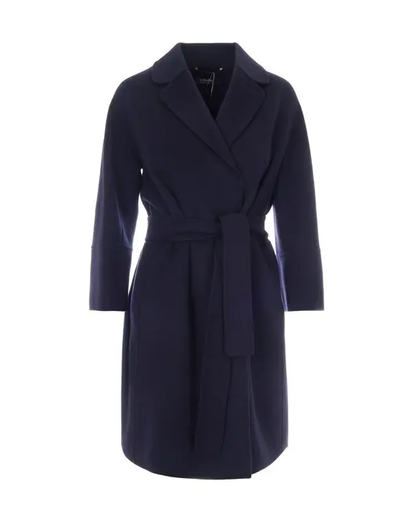 Max Mara Belted Wool-blend Wrap Coat - Blu Notte