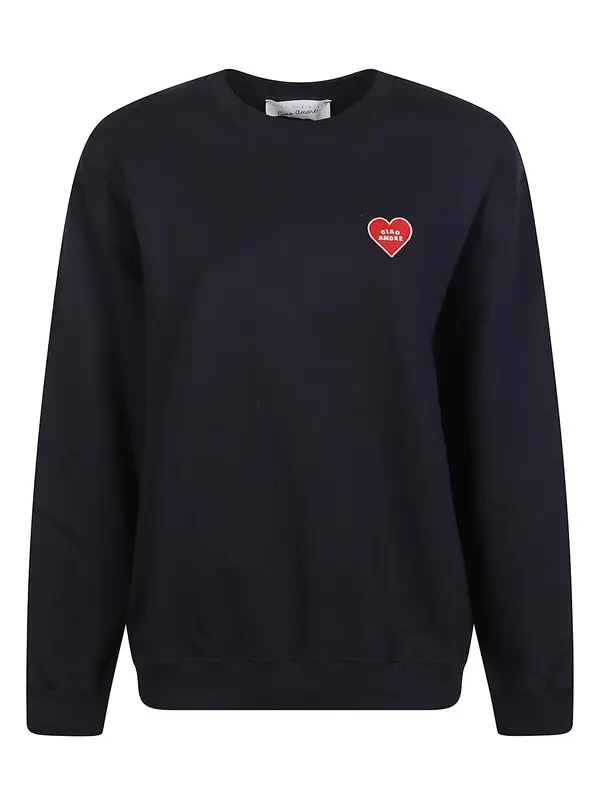 Giada Benincasa Crewneck Sweatshirt With Heart Patch - Navy