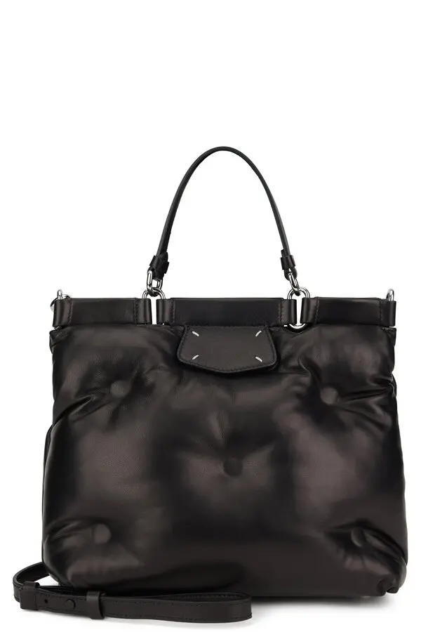 MAISON MARGIELA Glam Slam Leather Tote Handbag With Adjustable Strap, 26 X 24 X 11 Cm - Black