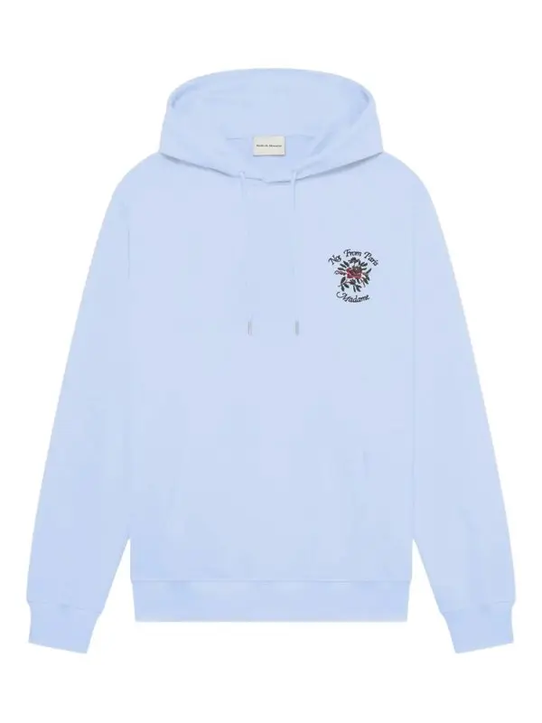 Drole De Monsieur Light Floral Embroidered Hoodie - Navy