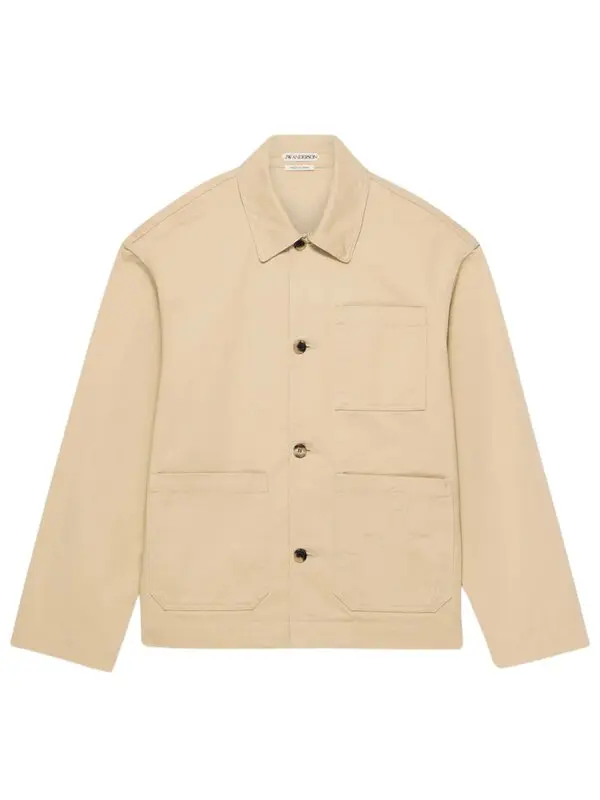 JW Anderson Button Fastening Chest Pocket Logo Coat - Beige