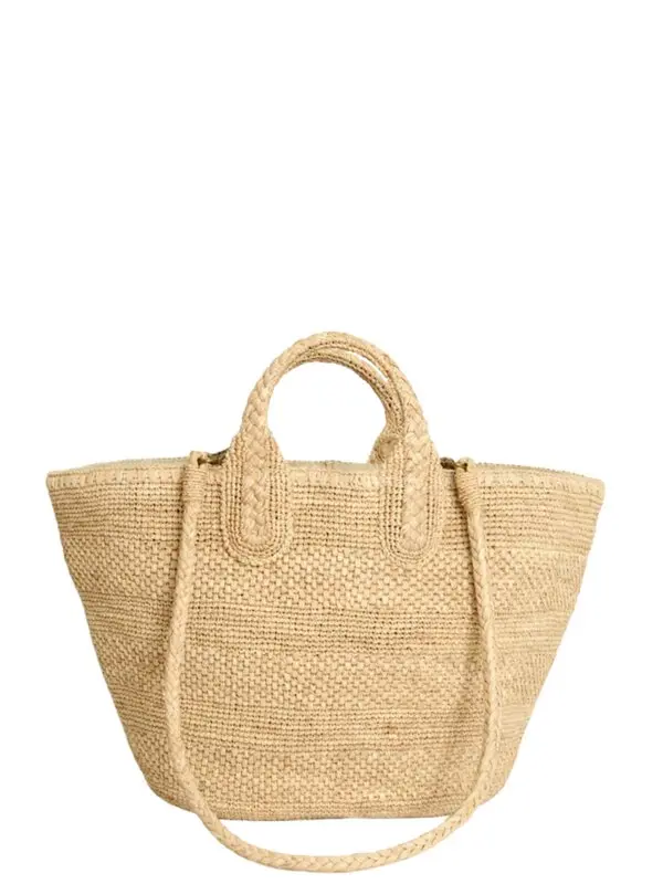 IBELIV Raffia Tote Bag With Braided Handles - Ecru