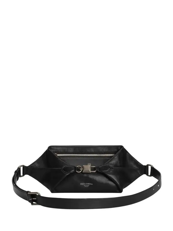Dolce & Gabbana Calfskin Belt Bag With Lock Clasp - Black