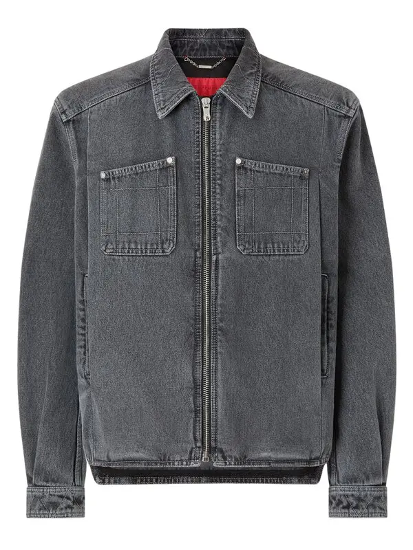 FERRARI Zip Fastening Chest Pockets Long Sleeve Top - Grey