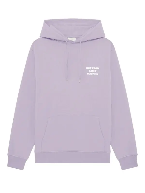 Drole De Monsieur Not From Paris Madame" Pullover Hoodie - Violet