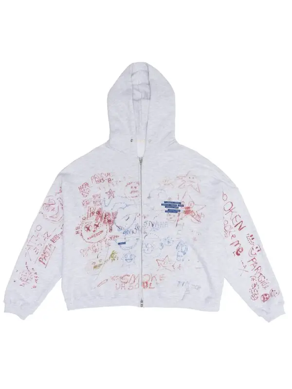 PALY Cotton Graphic Zip-up Hooded Sweatshirt - Multicolor