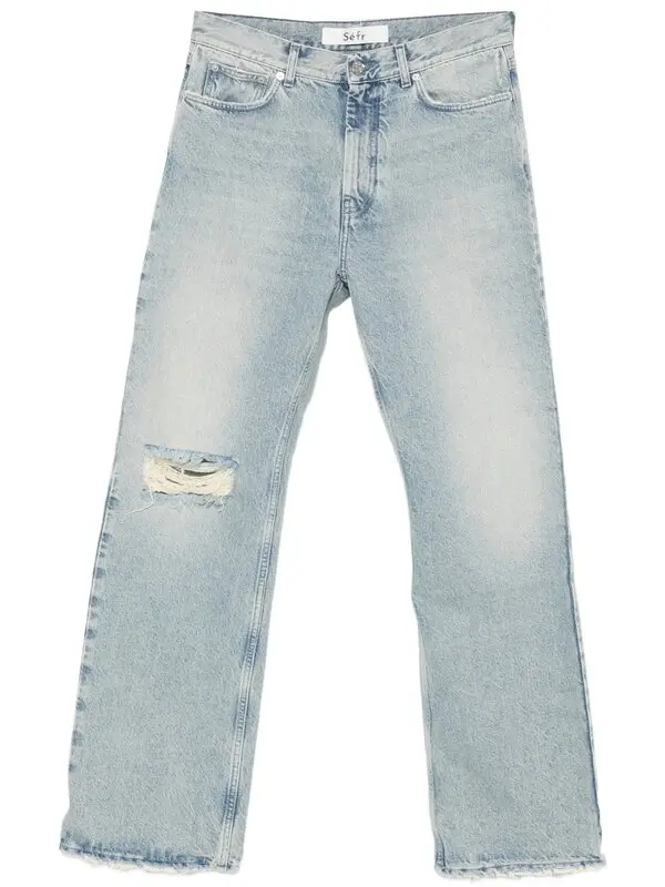 Séfr Distressed Straight-leg Jeans - Denim Blue