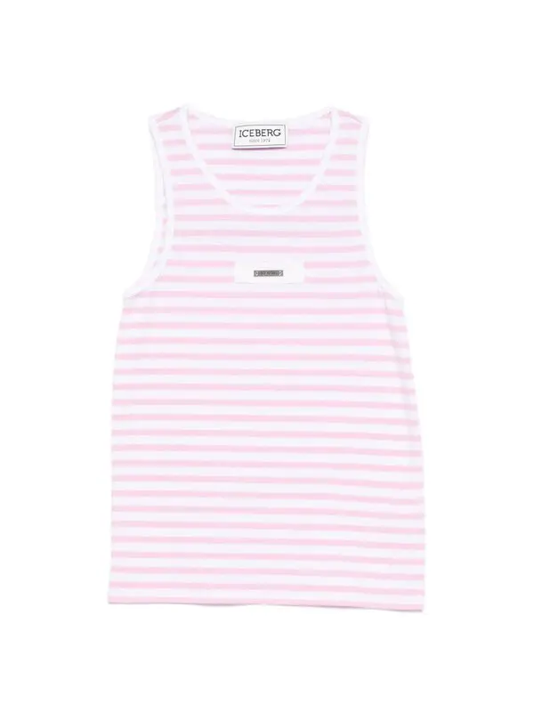 Iceberg Sleeveless Horizontal Stripe Tank - Pink