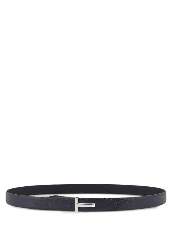 TOM FORD Leather Belt With Logo Buckle - Navy