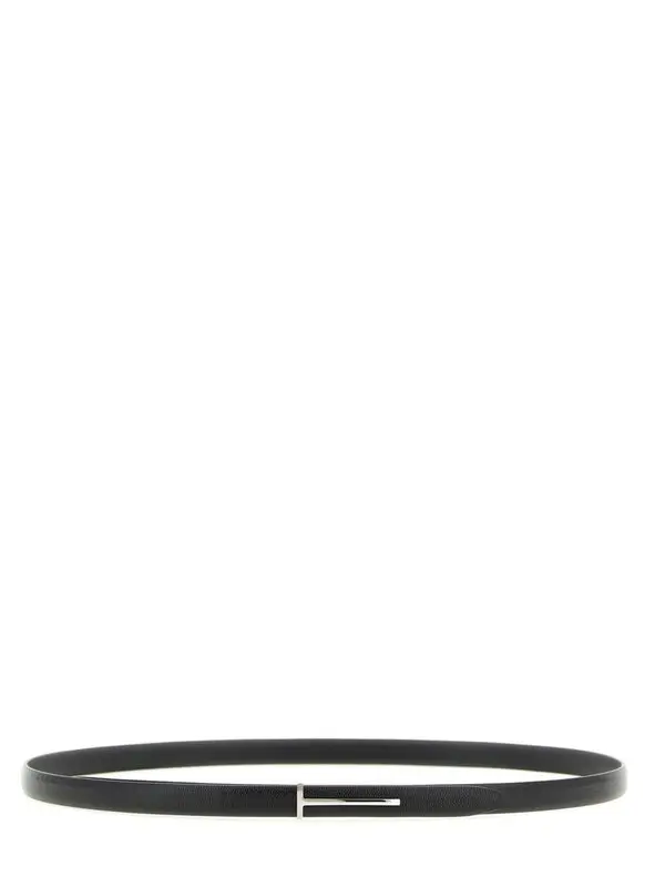TOM FORD Leather Belt With T Buckle - Black