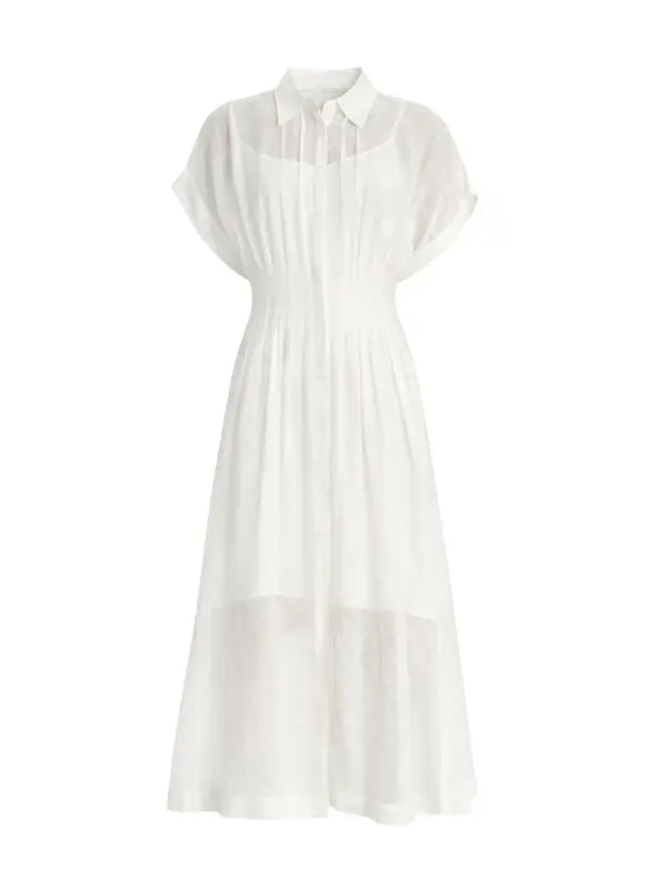 BOSS BLACK Semi-sheer Short Sleeve Tailored Shirt - White