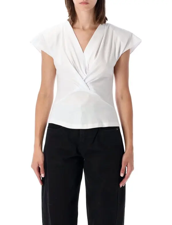 MARANT ETOILE Nadrine Wrap-effect Draped Mini T-shirt - Bianco
