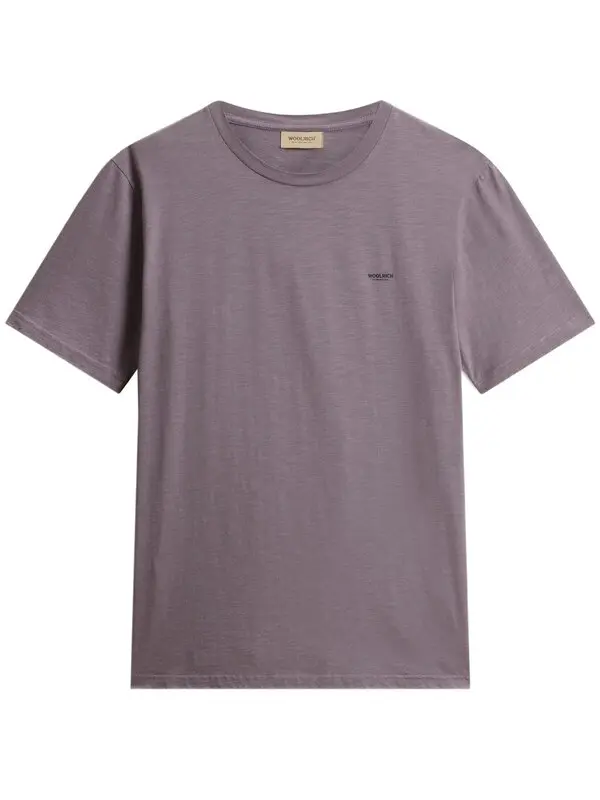 Woolrich Cotton Logo Print Short Sleeve Tee - Violet