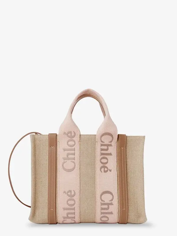 Chloé Woody Linen Canvas And Leather Crossbody Bag - Multicolor