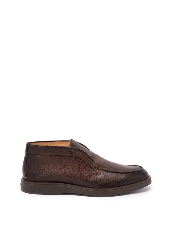 Santoni Dark Brown Lambskin Chukka Boots - Multicolor