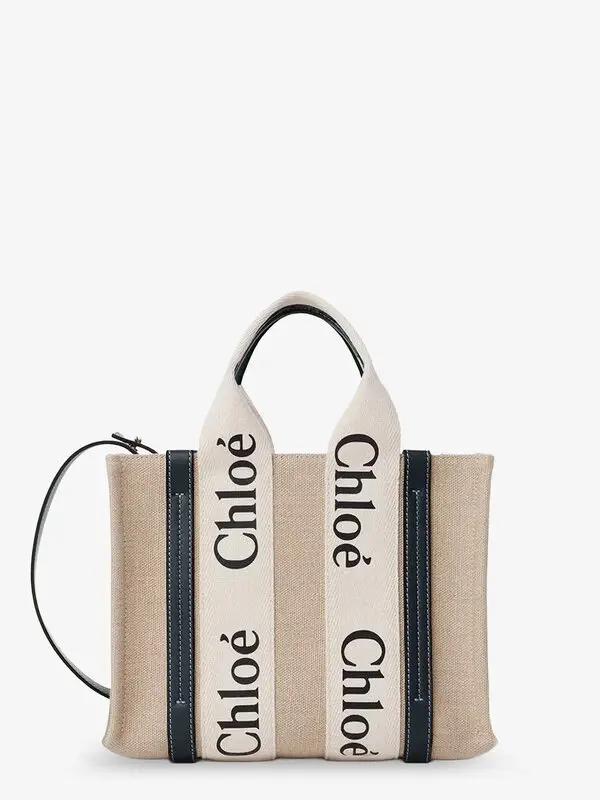 Chloé Woody Linen Canvas And Leather Crossbody Bag - Multicolor