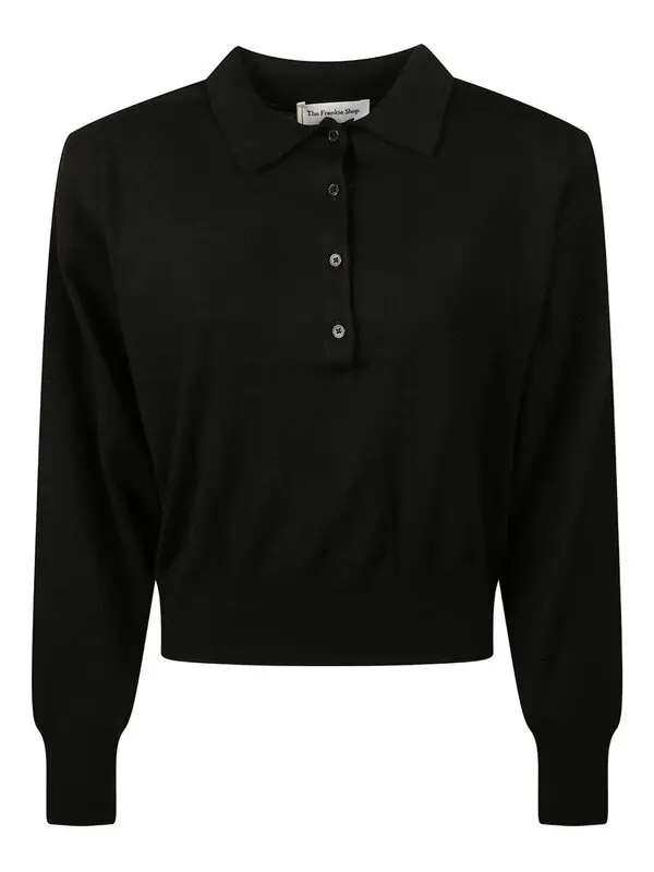 THE FRANKIE SHOP Croydon Wool Blend Polo Shirt - Black