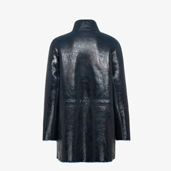 Fendi High-neck Leather Blouson With Sheepskin Lining