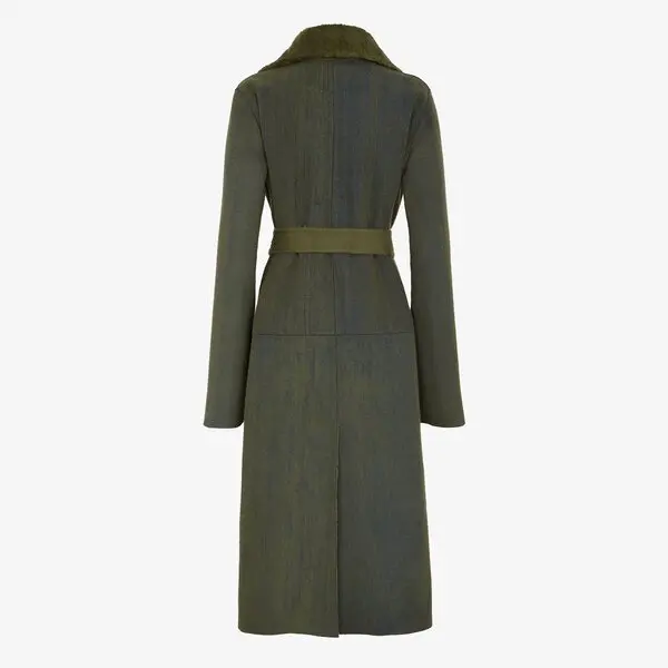 Fendi Long Wrap Coat With Peak Lapel And Belted Detail