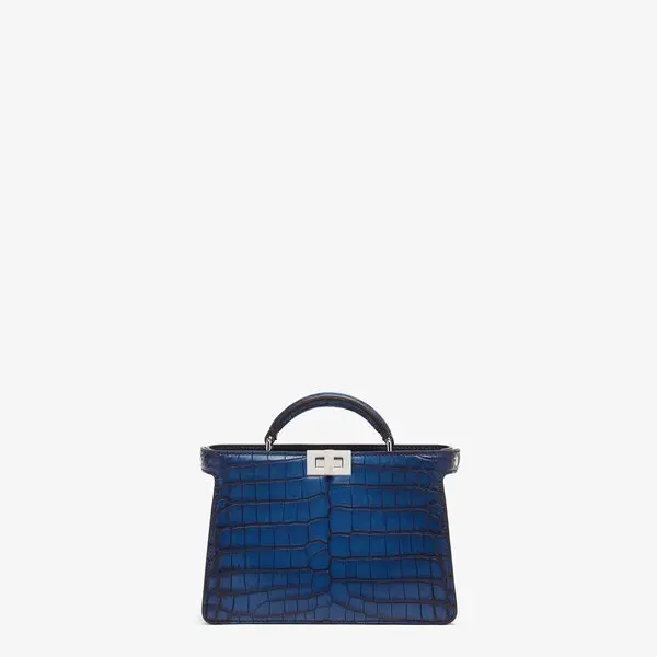 Fendi Peekaboo Iseeu Xcross Bag In Crocodile - Blue