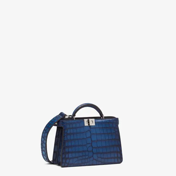 Fendi Peekaboo Iseeu Xcross Bag In Crocodile - Blue
