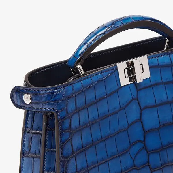 Fendi Peekaboo Iseeu Xcross Bag In Crocodile - Blue