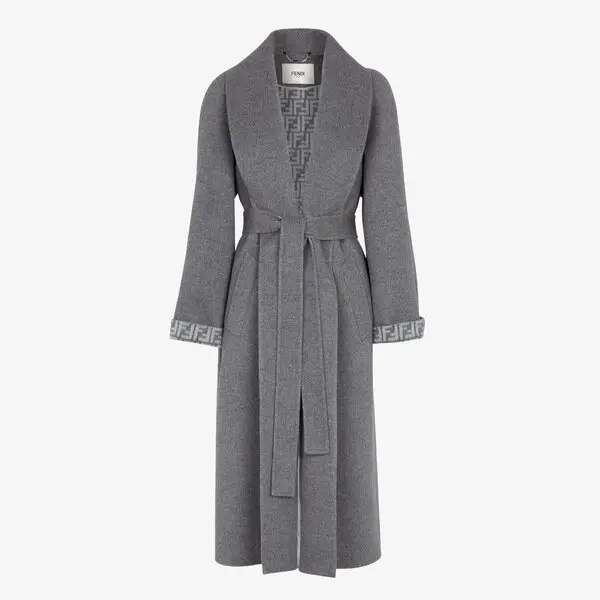 Fendi Midi Coat With Shawl Collar - Grey