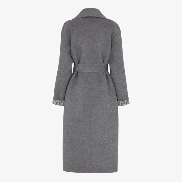 Fendi Wool Midi Coat With Shawl Collar And Matching Belt
