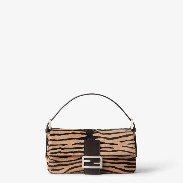Fendi Baguette® Tiger Print Pony-effect Calfskin Bag - Brown