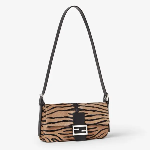 Fendi Baguette® Tiger Print Pony-effect Calfskin Bag - Brown