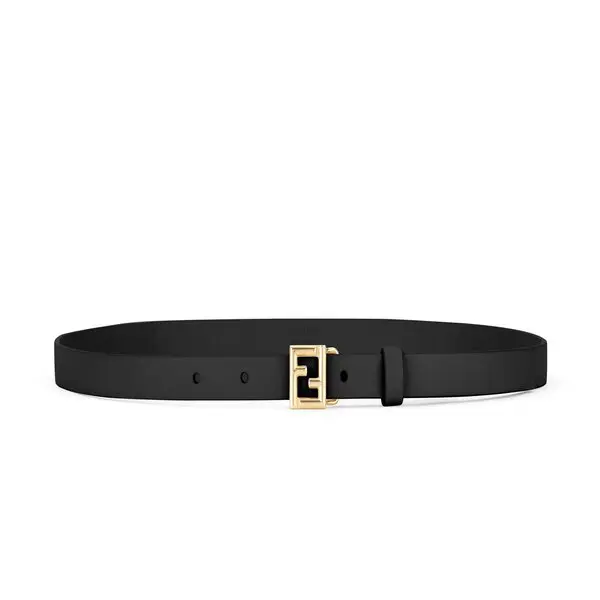 Fendi Ff Buckle Leather Belt - Black