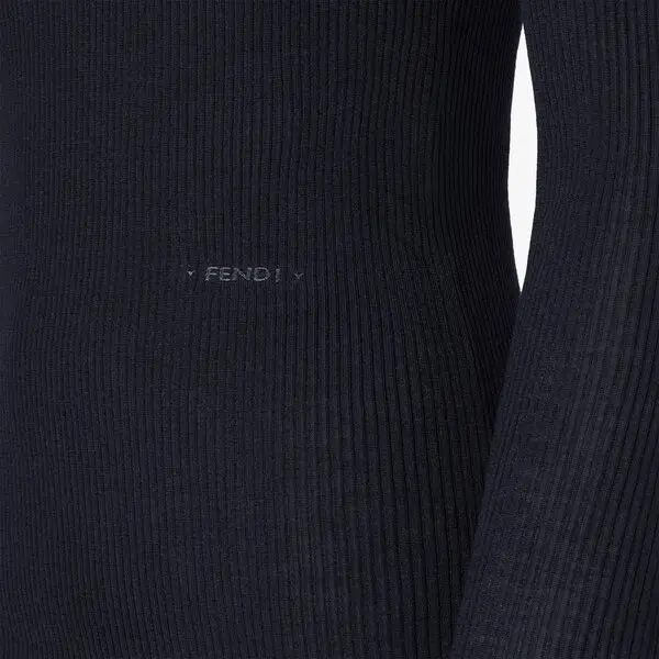 Fendi Long-sleeve Ribbed Wool V-neck Jumper