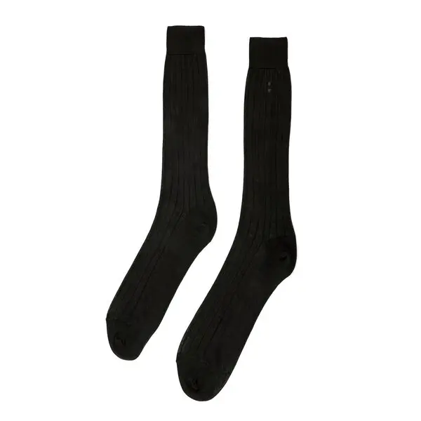 Fendi Ribbed Cotton Socks With Logo Detail - Black