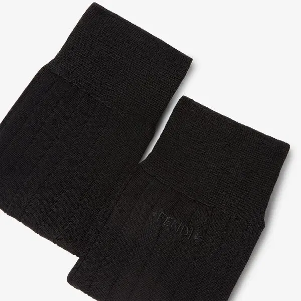 Fendi Ribbed Cotton Socks With Logo Detail