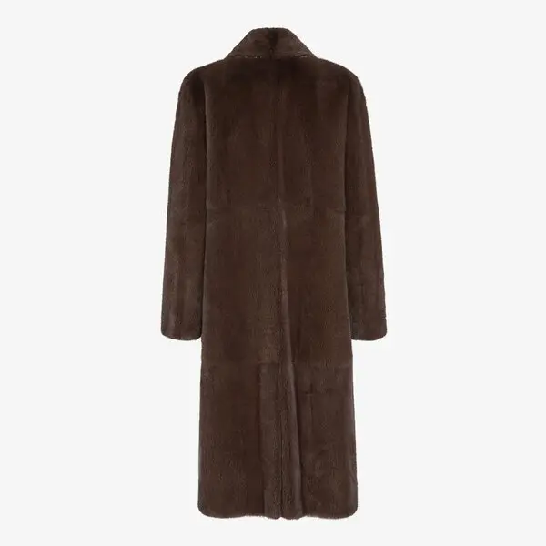 Fendi Long-sleeved Straight-cut Fur Coat With Embellishment