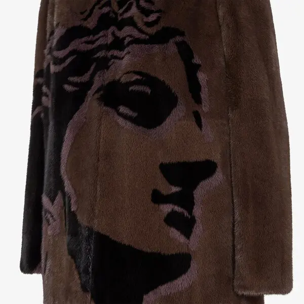 Fendi Long-sleeved Straight-cut Fur Coat With Embellishment