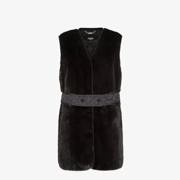 Fendi Mink Midi Gilet - Black