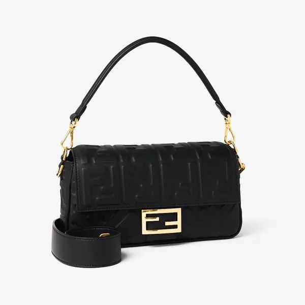 Fendi Baguette Bag In Nappa Leather With Embossed Ff Motif