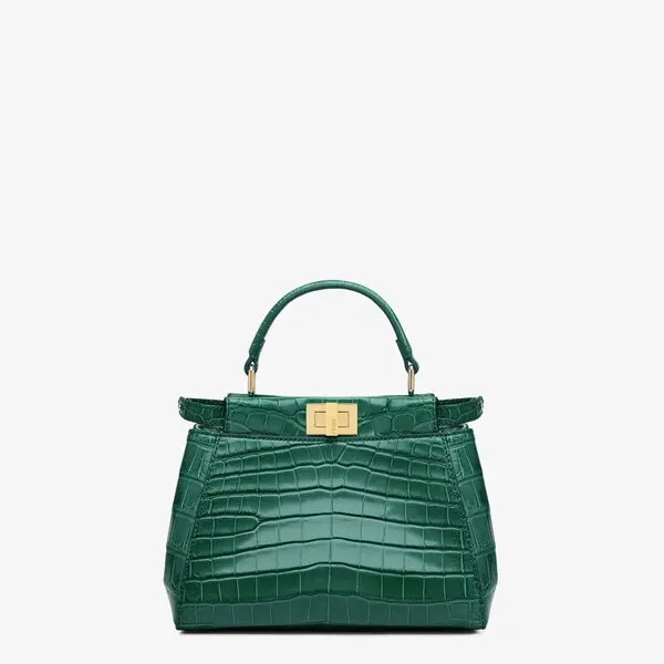 Fendi Peekaboo Mini Crocodile Handbag - Green