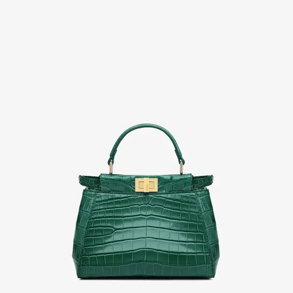 Fendi Peekaboo Mini Crocodile Handbag - Green