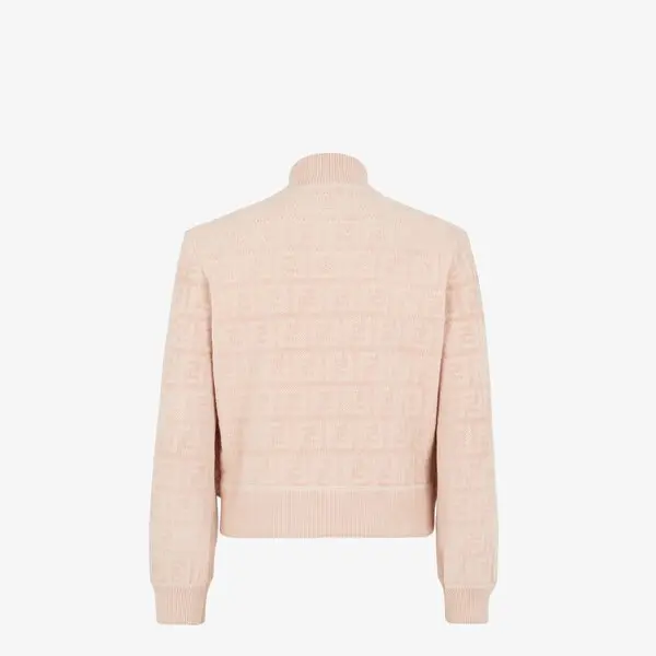 Fendi Ff Motif Velvet And Viscose Knit Bomber Jacket With Mink Insert
