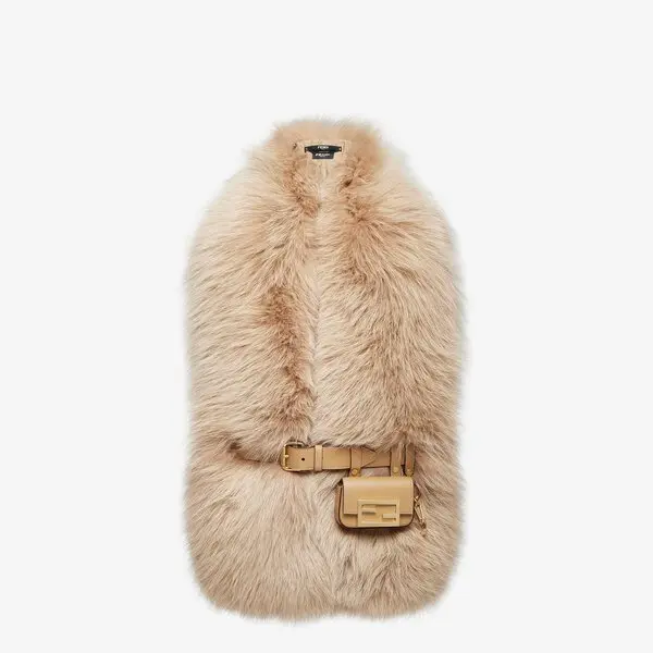 Fendi Maxi Furs Stole With Multifunctional Belt - Beige